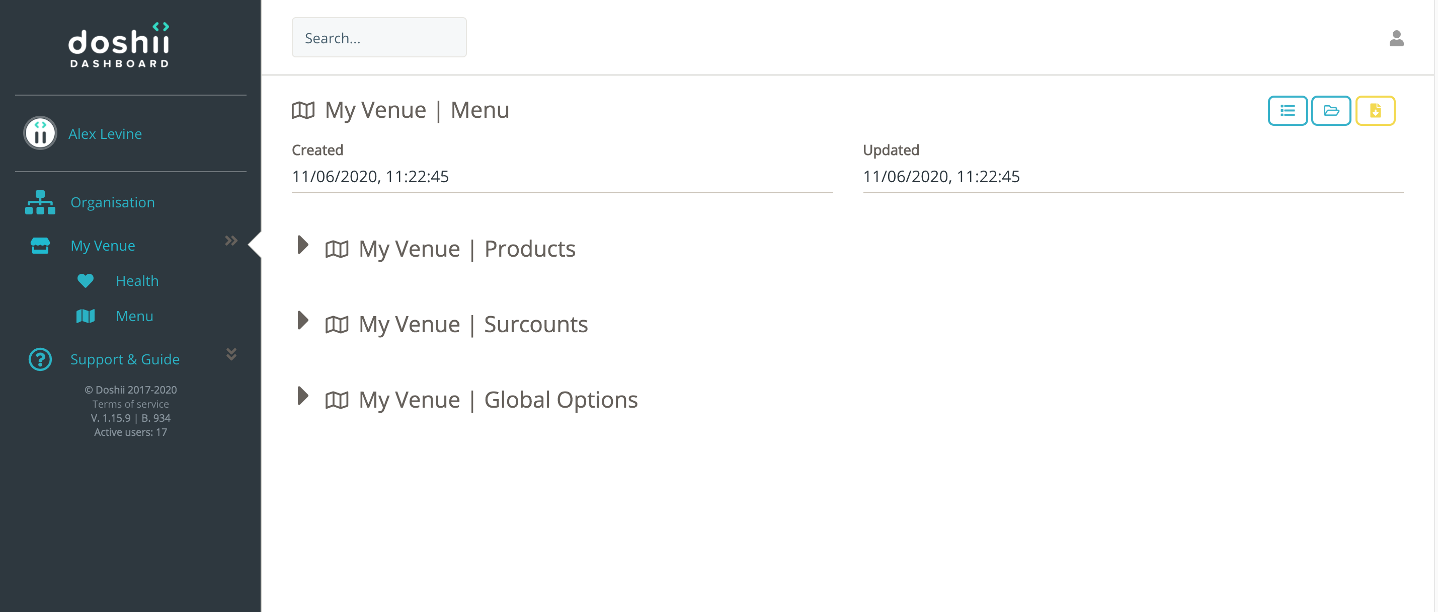 View your POS menu in Doshii Dashboard